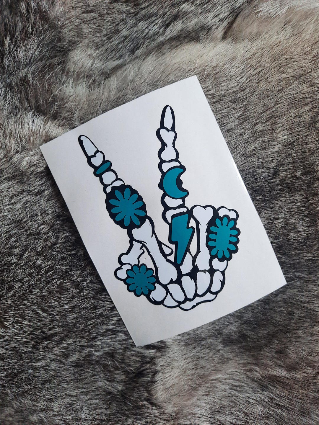 Western Skeleton Peace Sign Decal, Western Rock on Skeleton With ...