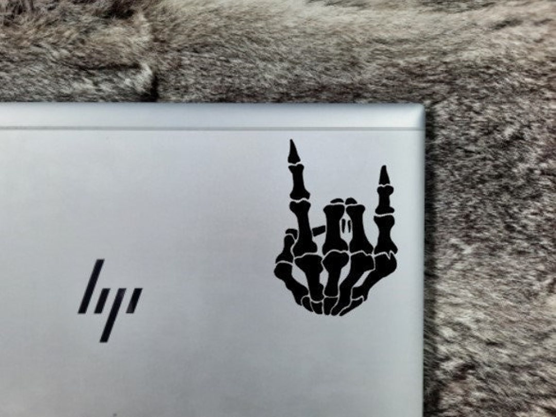 Custom Rock on Decal, Skeleton Rock on Hand, Hand Horn Sticker, Devil ...