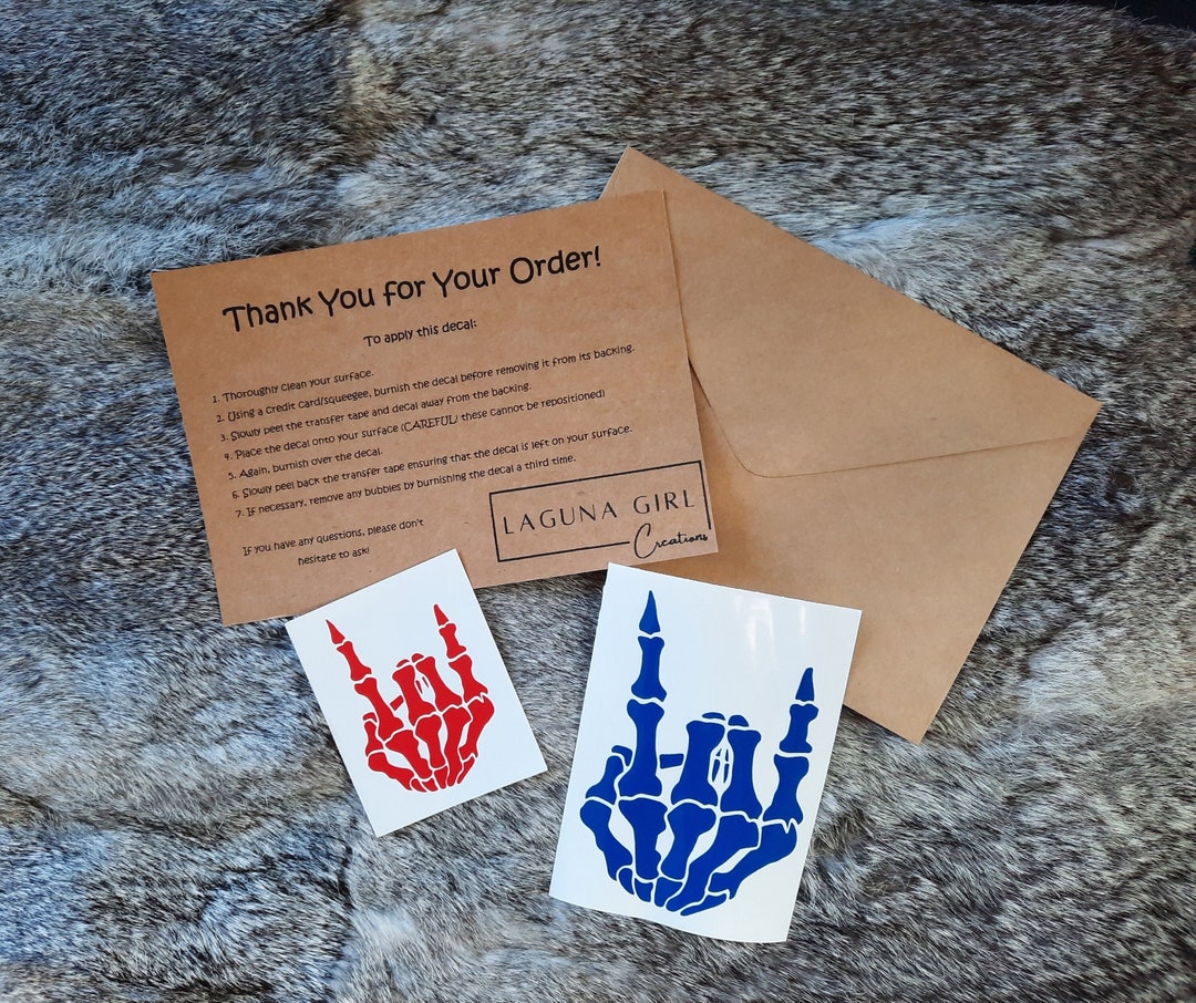 Custom Rock on Decal, Skeleton Rock on Hand, Hand Horn Sticker, Devil ...