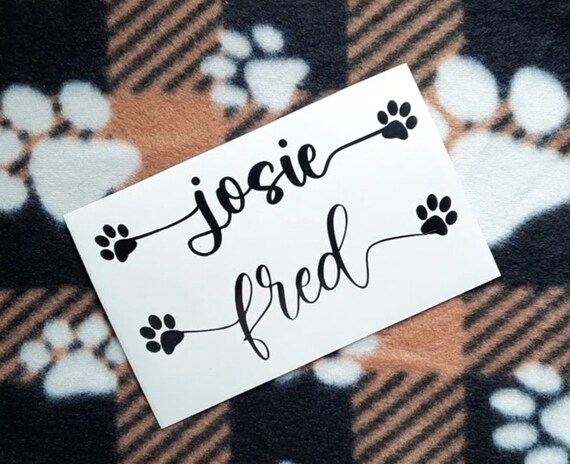 Custom Paw Print Decal Pet Name Decal Dog Bowl Label Cat - Etsy