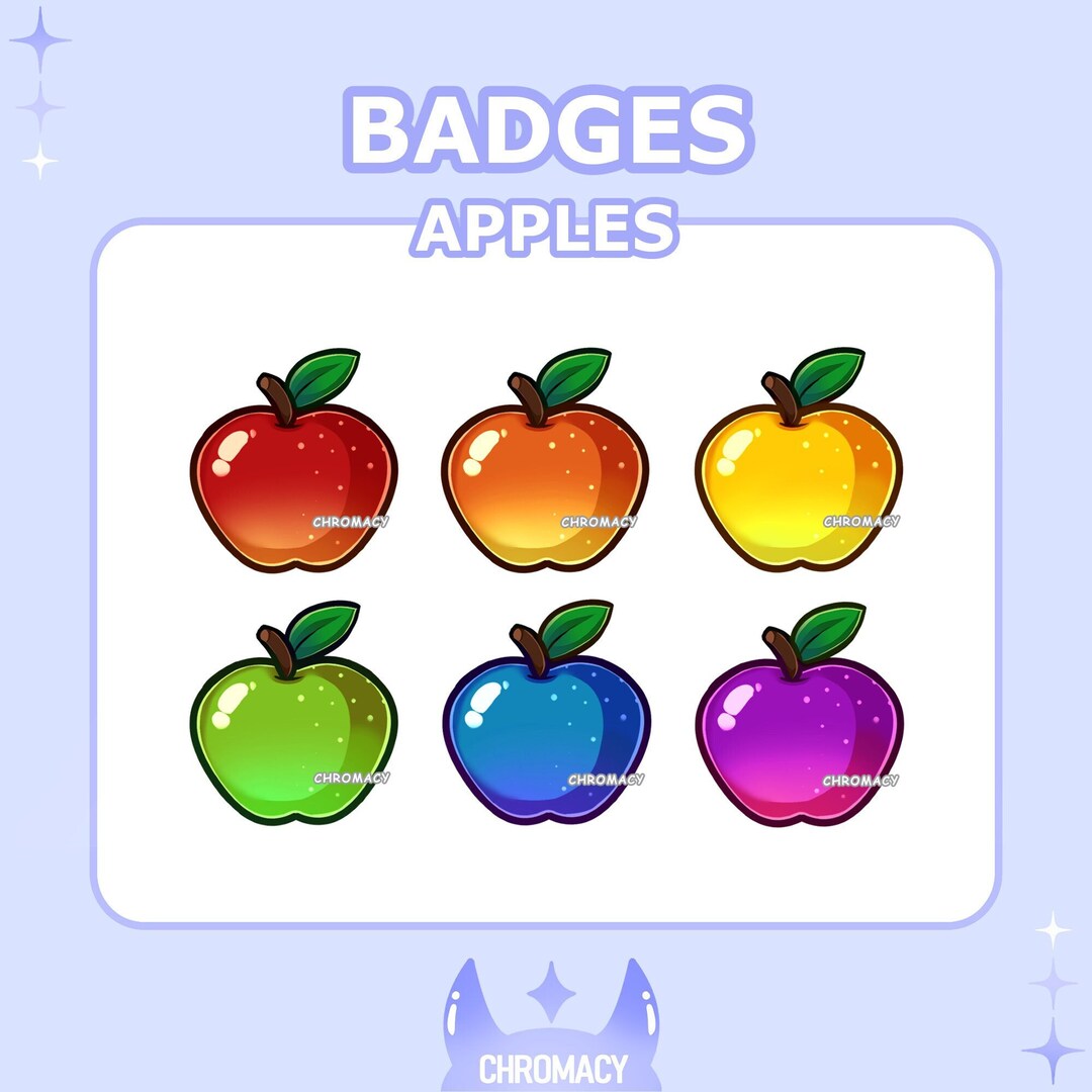 Colorful Apples Bundle | Twitch Sub & Bit Badges [twitch Graphics ...