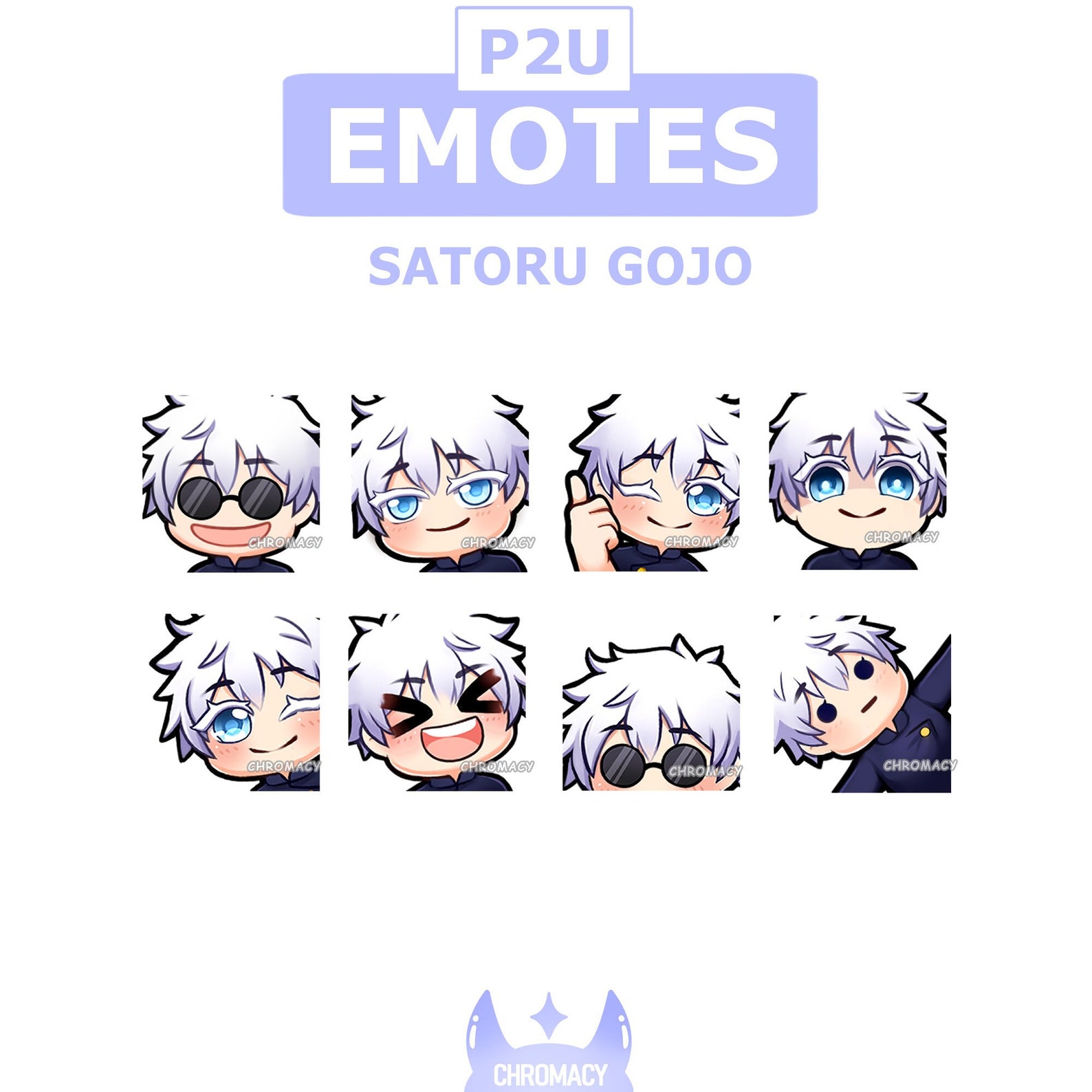 Young Satoru Gojo Bundle JJK Twitch Emotes twitch Graphics / Youtube ...