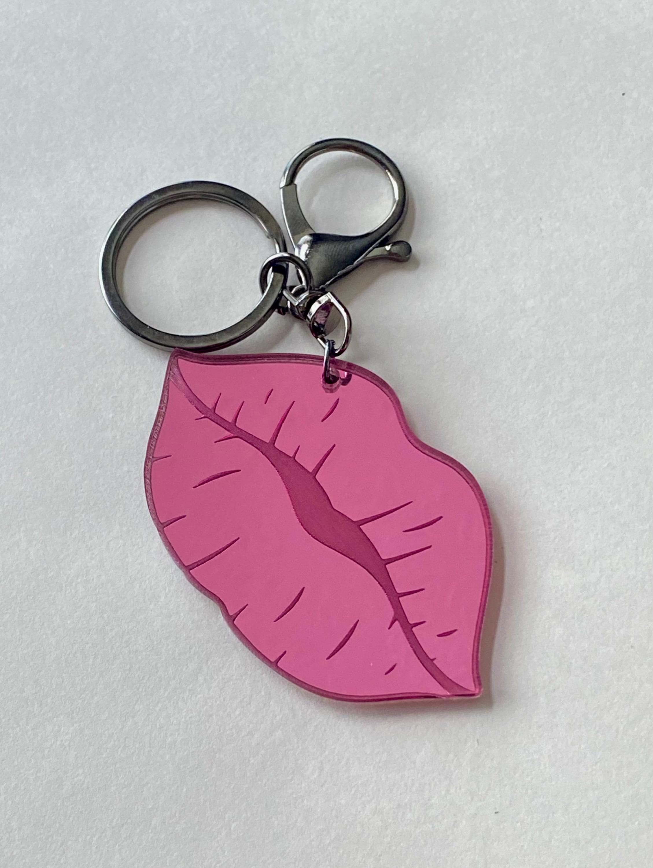 Pink Mirror Lips Keychain, Fun Acrylic Keychain Gift - Etsy