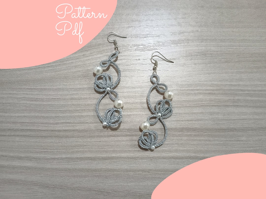 Tatting Earrings With Pearls Pattern: PDF Tutorial (eng - Ita) - Etsy