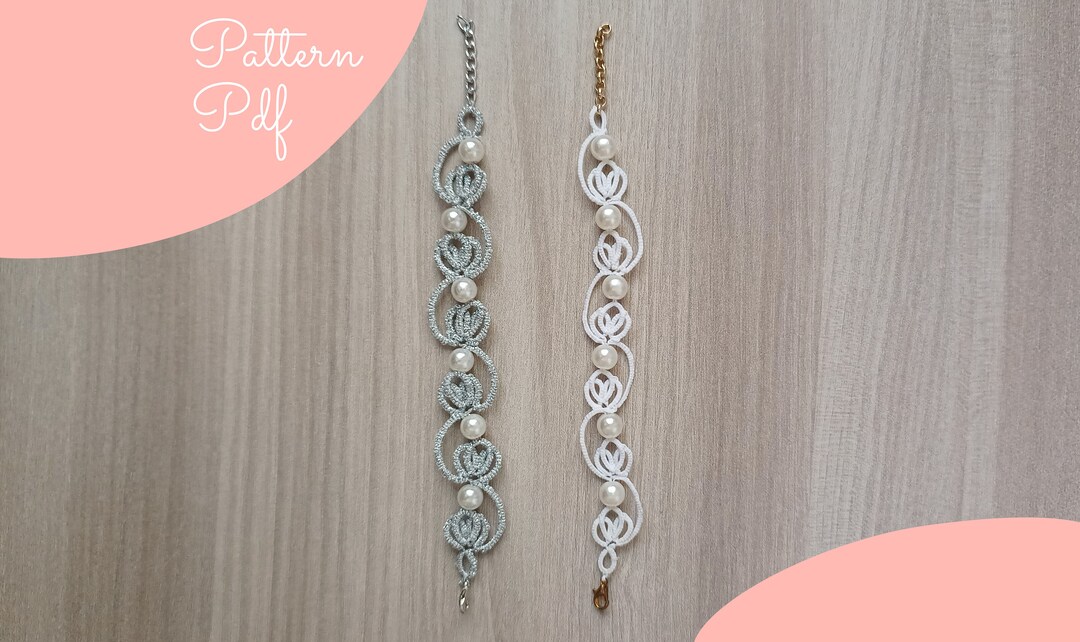 Tatting Bracelet With Perls Pattern PDF | Schema Braccialetto Con Perle ...