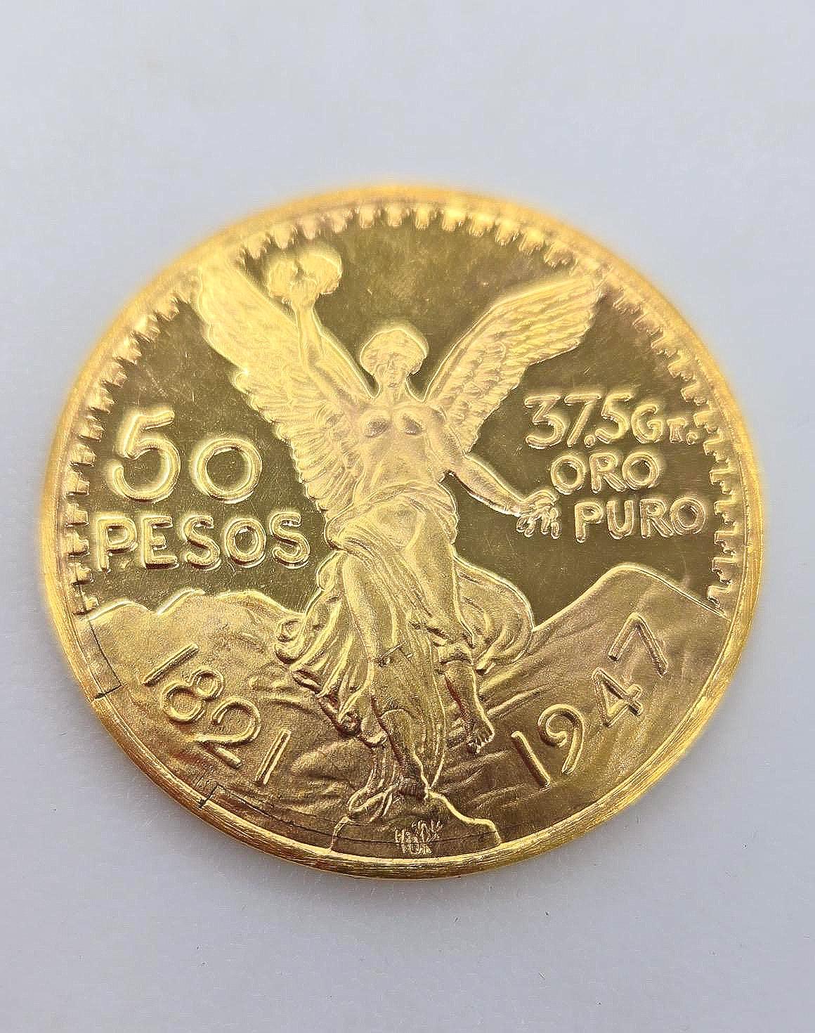 Centenario Coin Custom 10k Solid Yellow Gold 50 Pesos 1947 Mexico ...