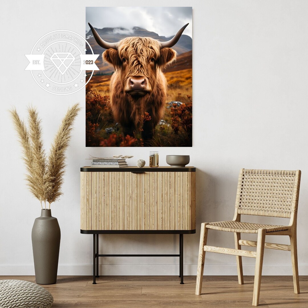 Canvas Highland Cattle, Portrait, Canvas Highland Cattle, Decor, Animal ...