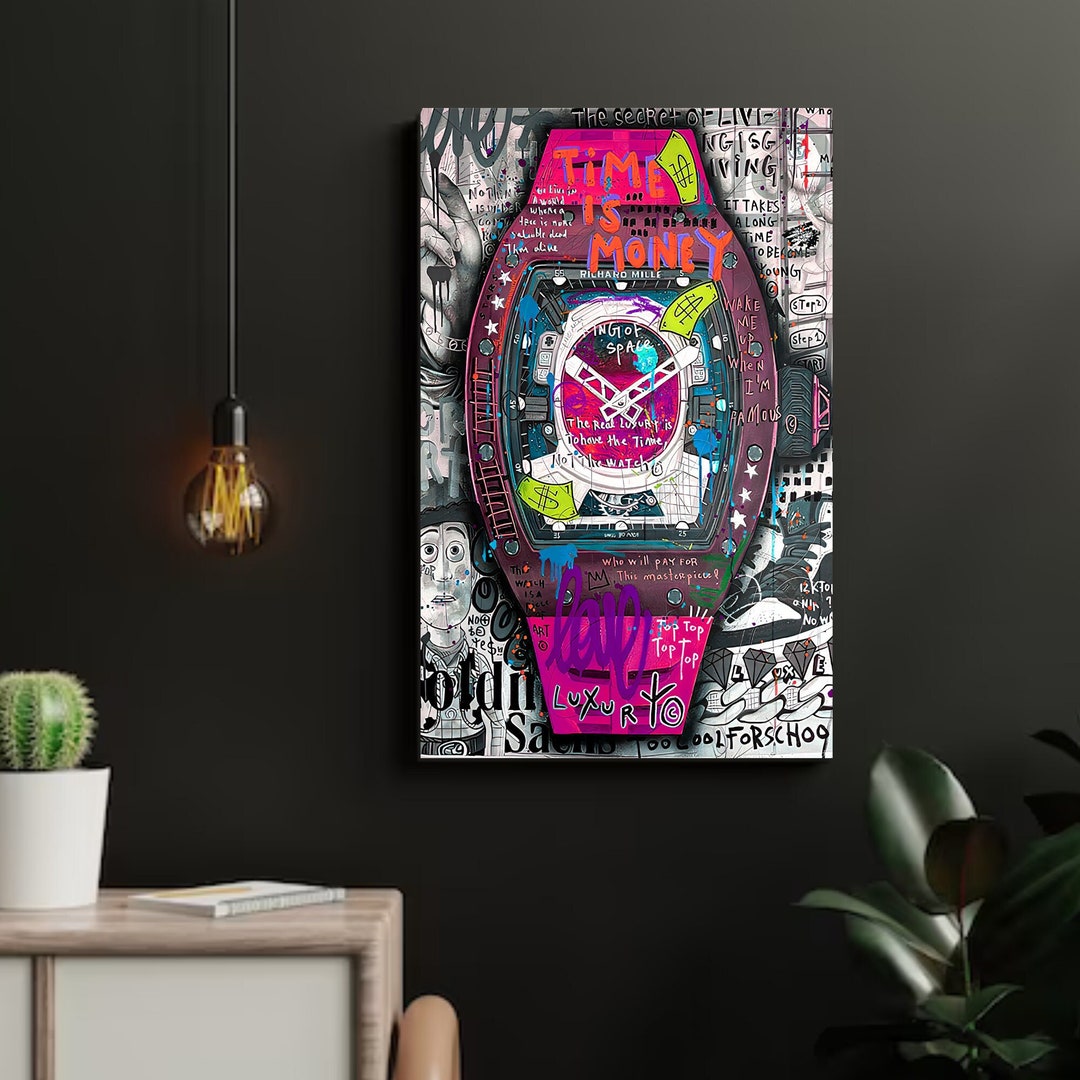 Pop Art Style Clock Eye-catching Graffiti Clock in Luxurious Design ...