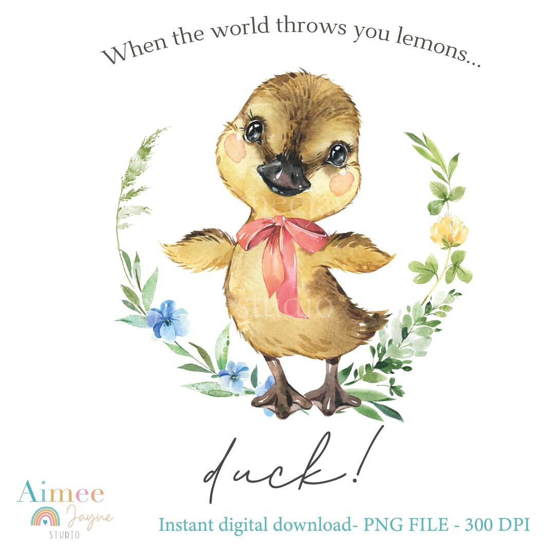 Duck Clipart, Cute Duck Quote, Cute Graphics, Digital Download File ...