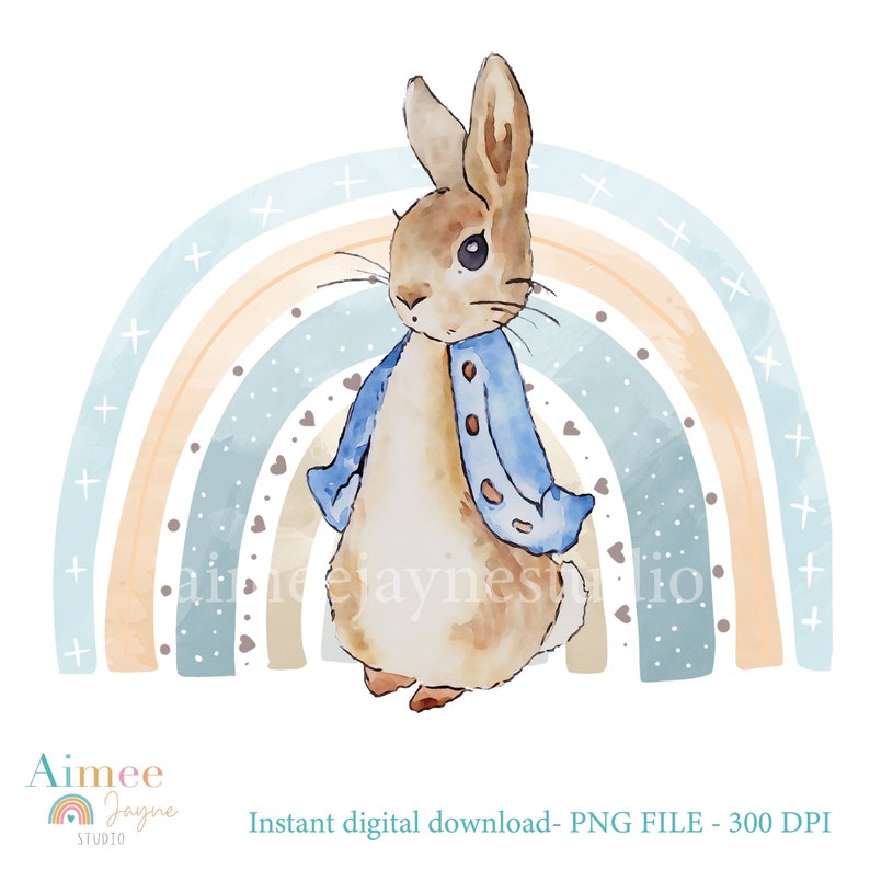 Peter Rabbit Blue Rainbow PNG, Peter Rabbit Graphic, Clipart, Digital ...