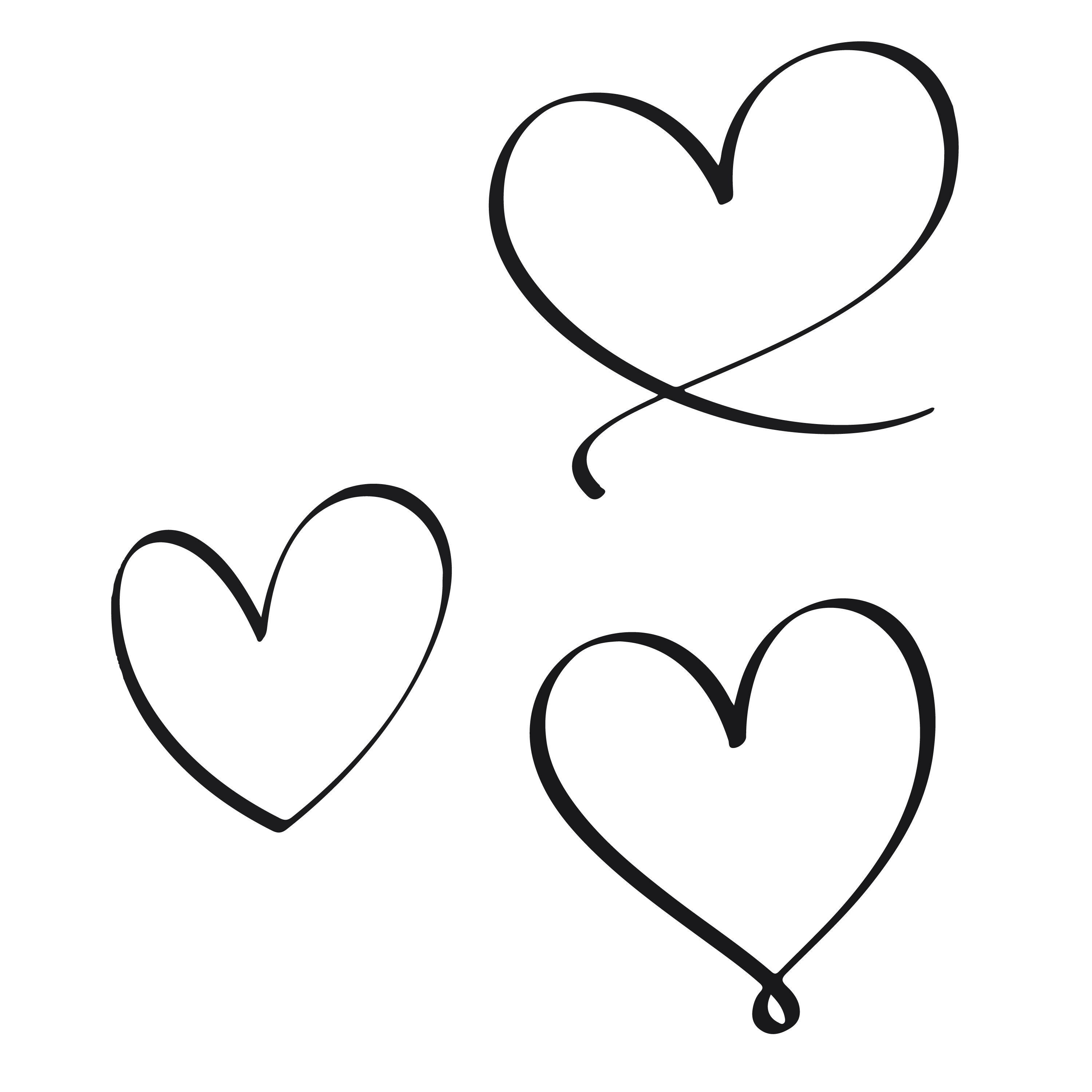 3 Hand Drawn Love Hearts Cut Files Heart Vector SVG Hand - Etsy