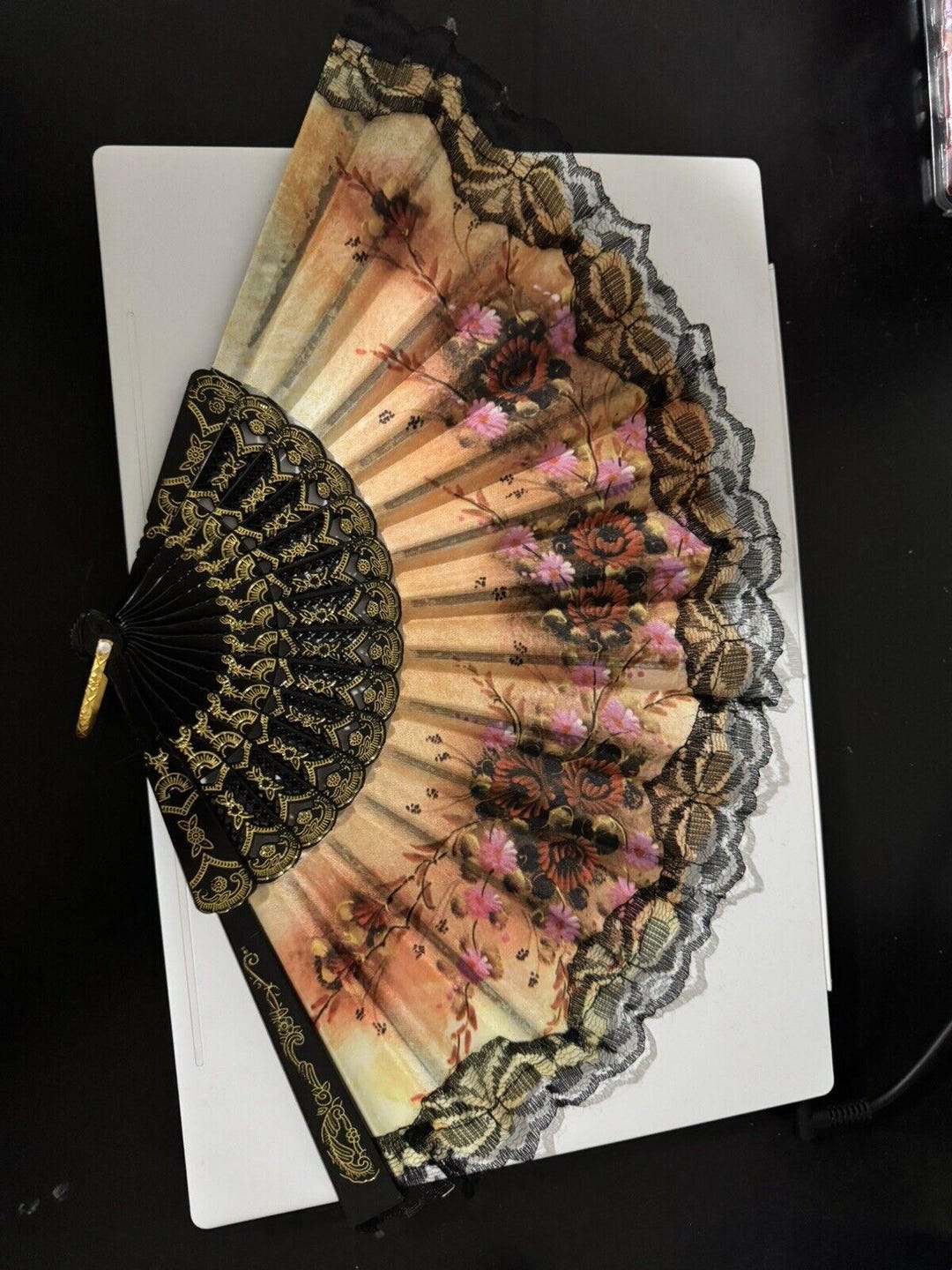 Antique Chinese Hand Fan Floral Design. Beautiful Color. - Etsy