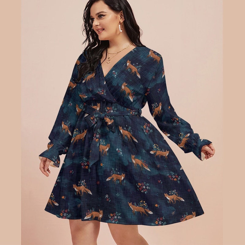 Fox Print Dress - Etsy