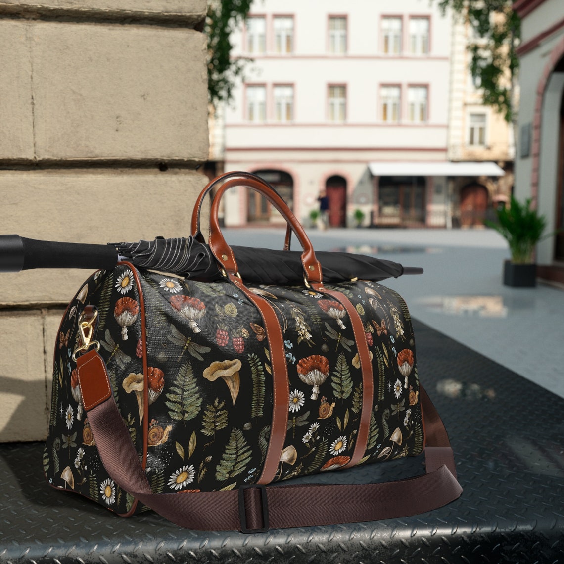 MUSHROOMS SNAIL & FERN Goblincore Carry on Waterproof Travel Bag ...