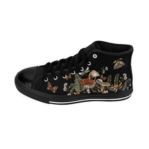 Dark WOODLAND Aesthetic Women's Sneakers, Forest Plants Mushrooms Wild ...