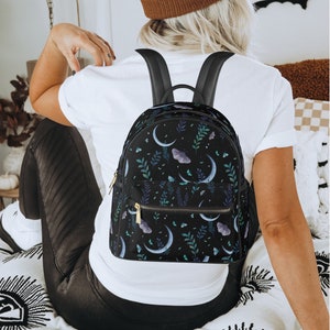MAGICAL MOON & MOTH Small Backpack, Mystical Moonlit Garden Backpack ...