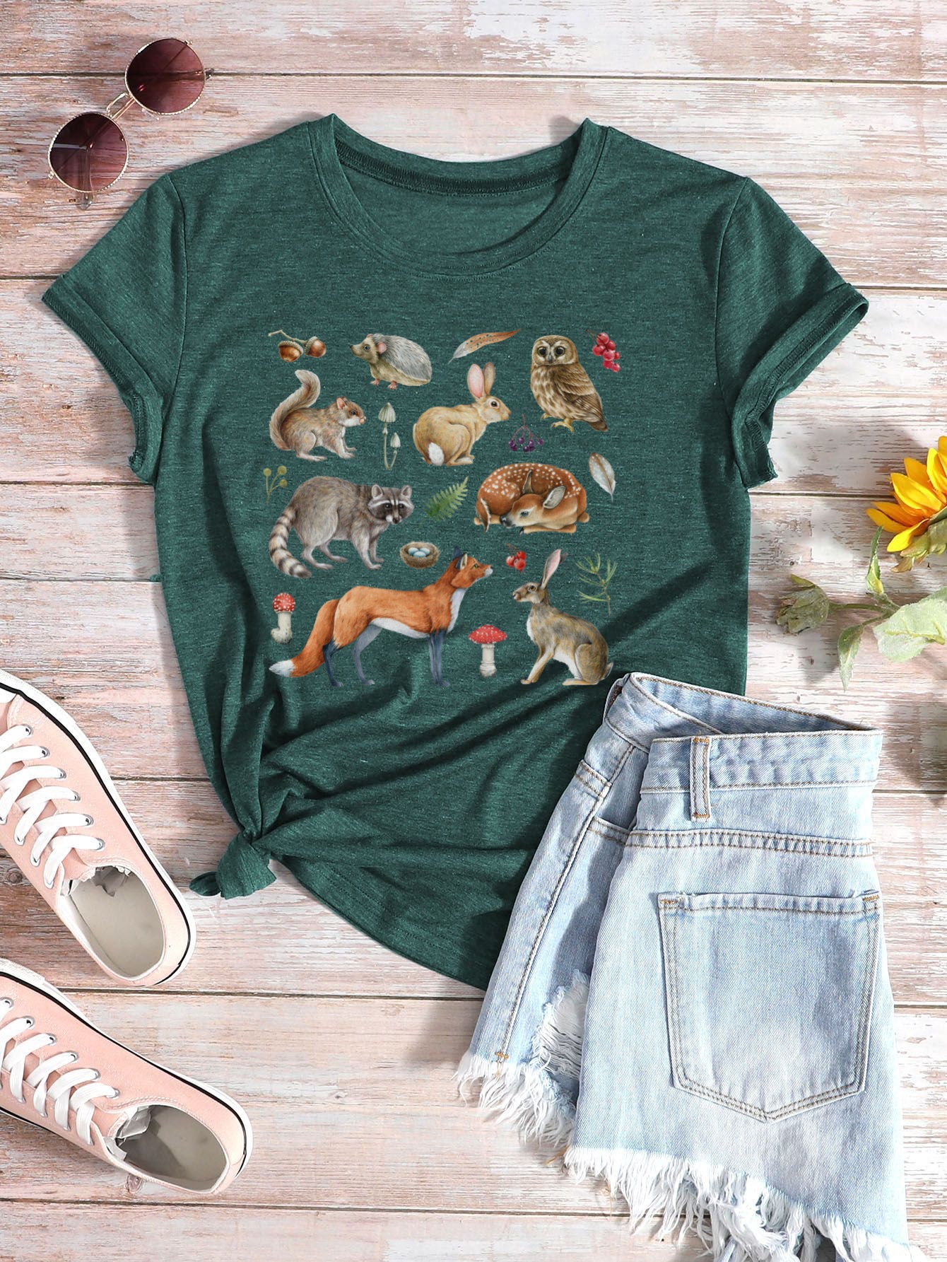 Forest Wild Animals T-shirt for Nature Lovers Gift Woodland - Etsy