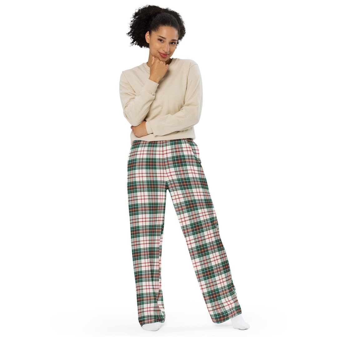 PLAID CHRISTMAS Pajamas Pants, Red and Green Holiday Pattern Unisex ...