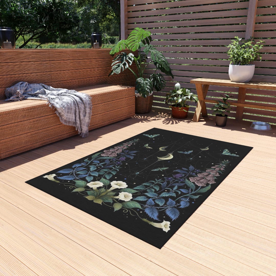SNAPDRAGON FLOWERS Outdoor/indoor Rug, WITCHY Home Decor, Spider Web ...