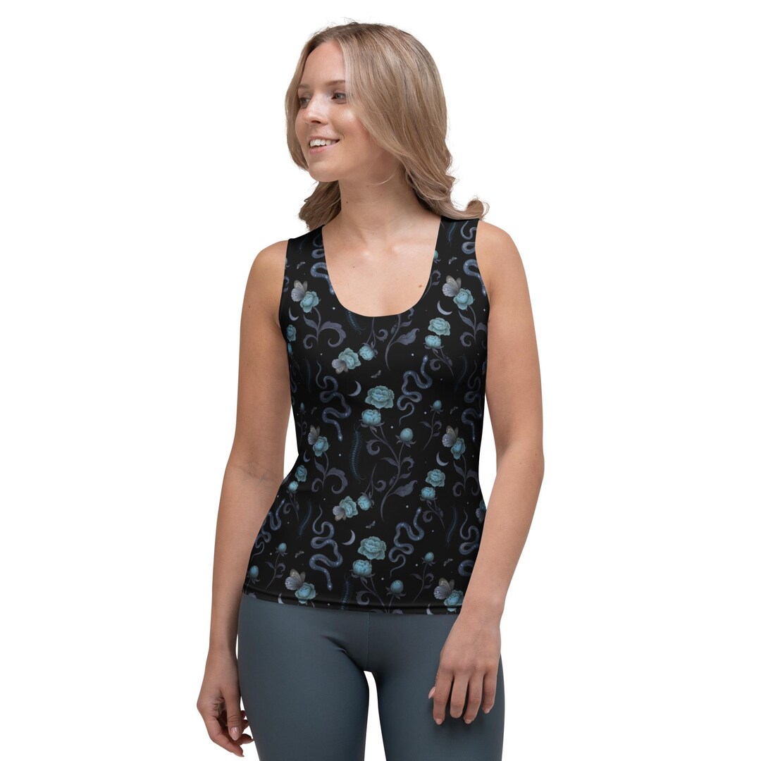 Whimsigoth Tank Top With Magical Moon Snakes & Centipede, Mystical ...