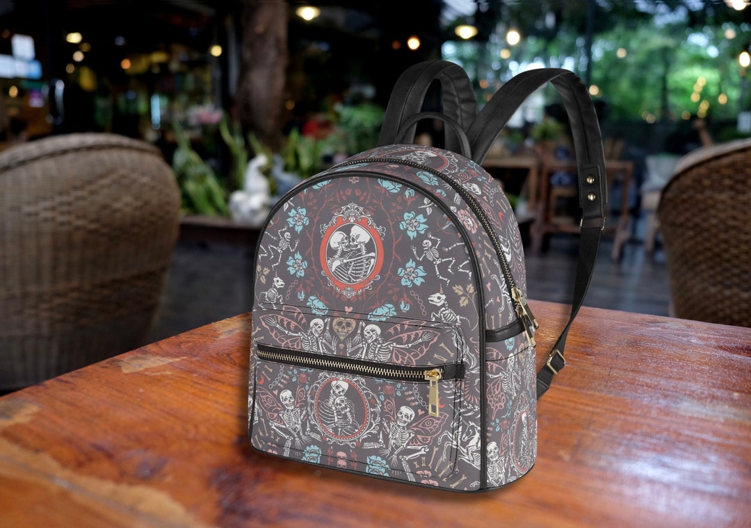 SKELETON LOVERS Small Vegan Leather Backpack, Whimsigoth Backpack ...
