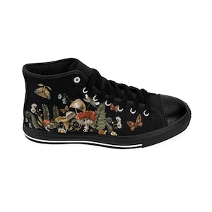 Dark WOODLAND Aesthetic Women's Sneakers, Forest Plants Mushrooms Wild ...