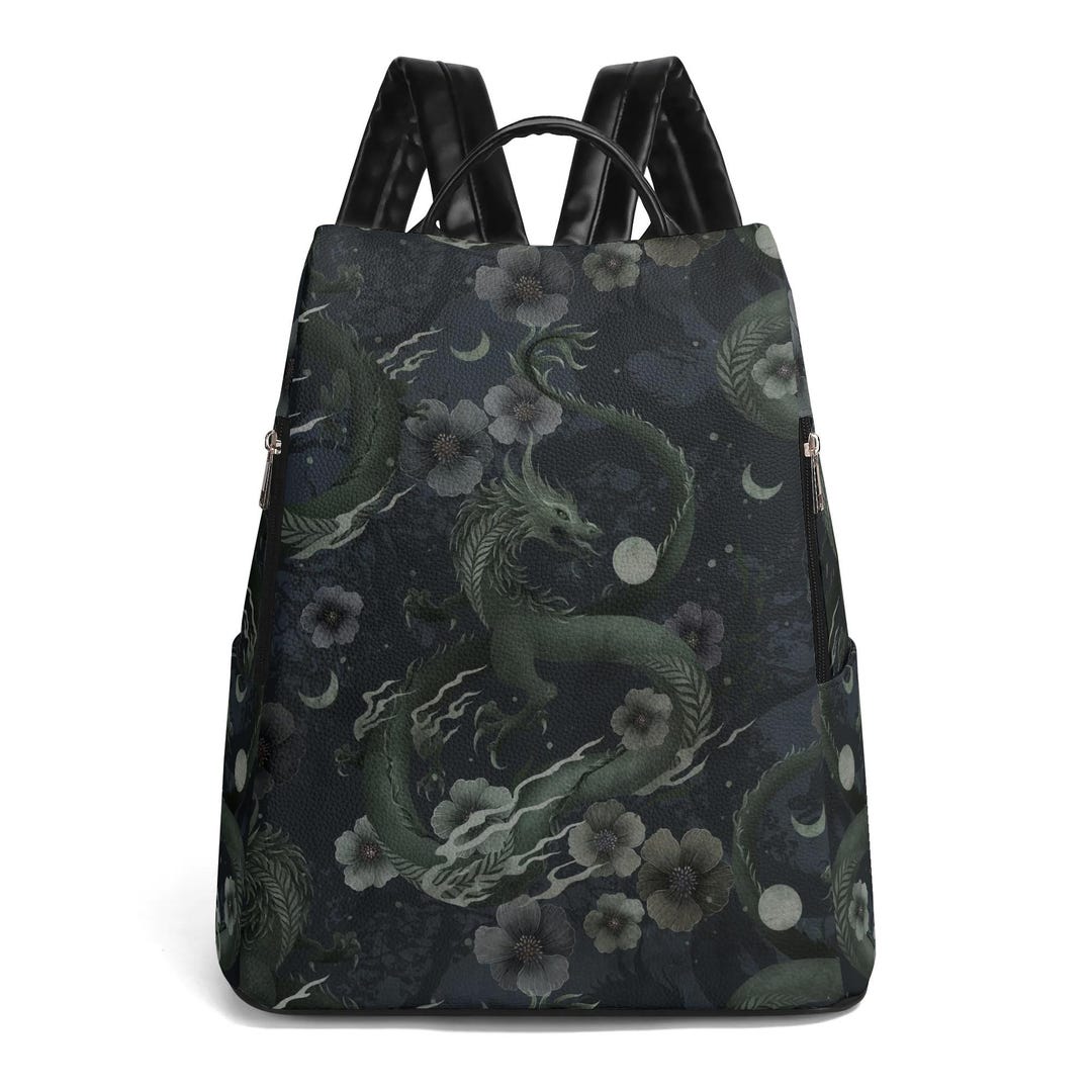 MYSTICAL DRAGON Anti-theft Daypack, Fantasy Creature Vegan Leather ...