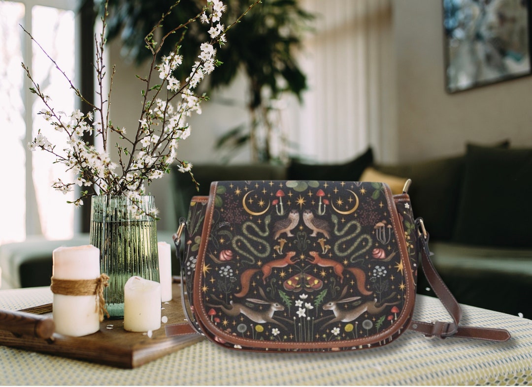 FAIRY FOREST MYSTICAL Animals Saddle Bag, Dark Woodland Canvas ...