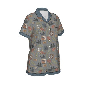 Mystical Witchy Women’s 2 Pcs Satin Pajama Set With Raven Spell Books ...