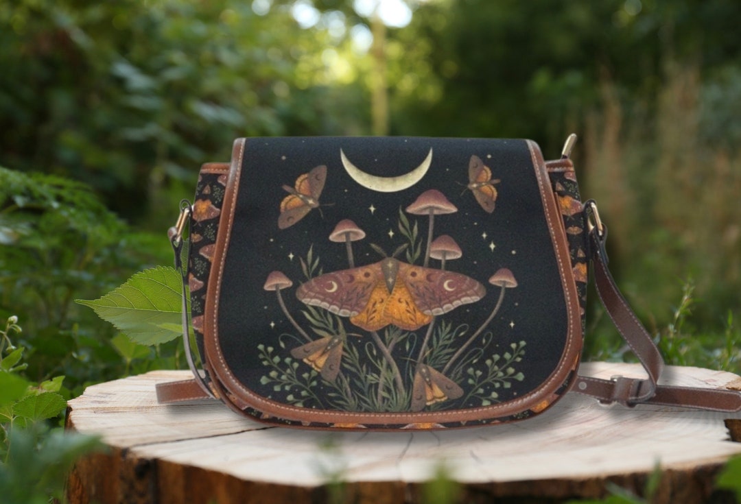 MYSTICAL MOTH Waterproof Canvas Saddle Bag, Celestial Butterfly ...