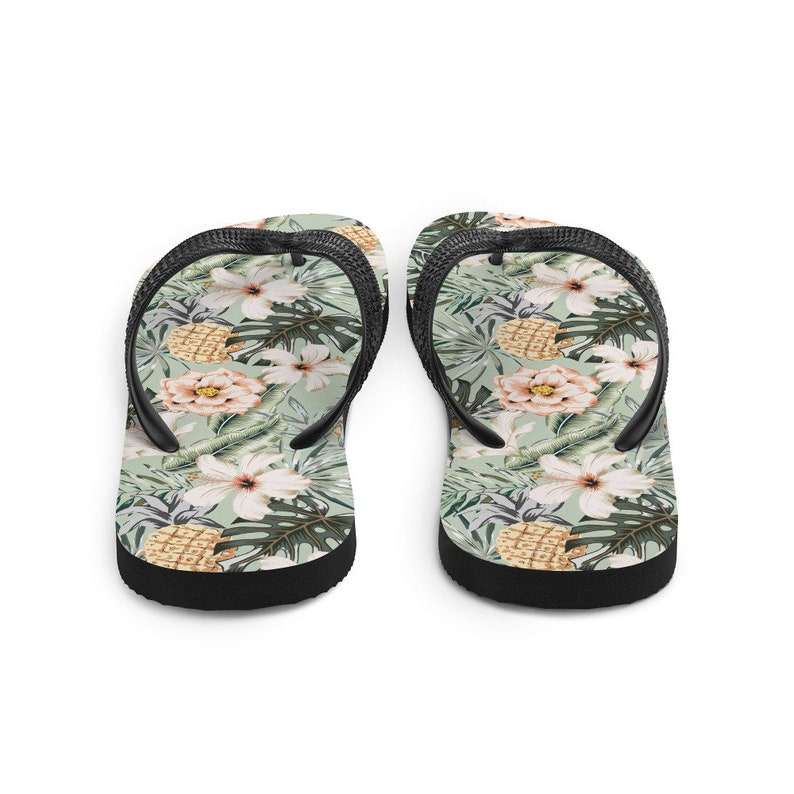 TROPICAL JUNGLE Flip-flops With Hibiscus Rose Flowers - Etsy