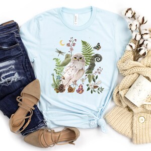 MYSTICAL FLORAL White OWL Cottagecore T-shirt, Magical Snowy Owl Shirt ...