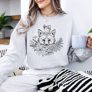 CUTE FOX Sweatshirt, COTTAGECORE Sweater With Fox Bird and Winter ...