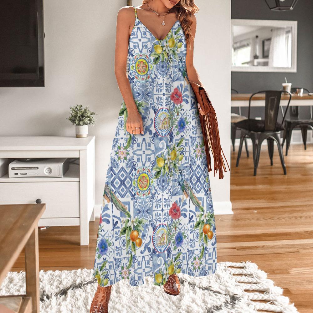La DOLCE VITA Maxi Dress, SICILIA Summer Sling Dress, Italian Vacations ...
