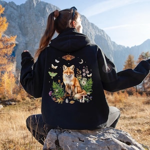 FOREST FOX Zip up Hoodie, Mystical Fox Hooded Sweatshirt, Cottagecore ...