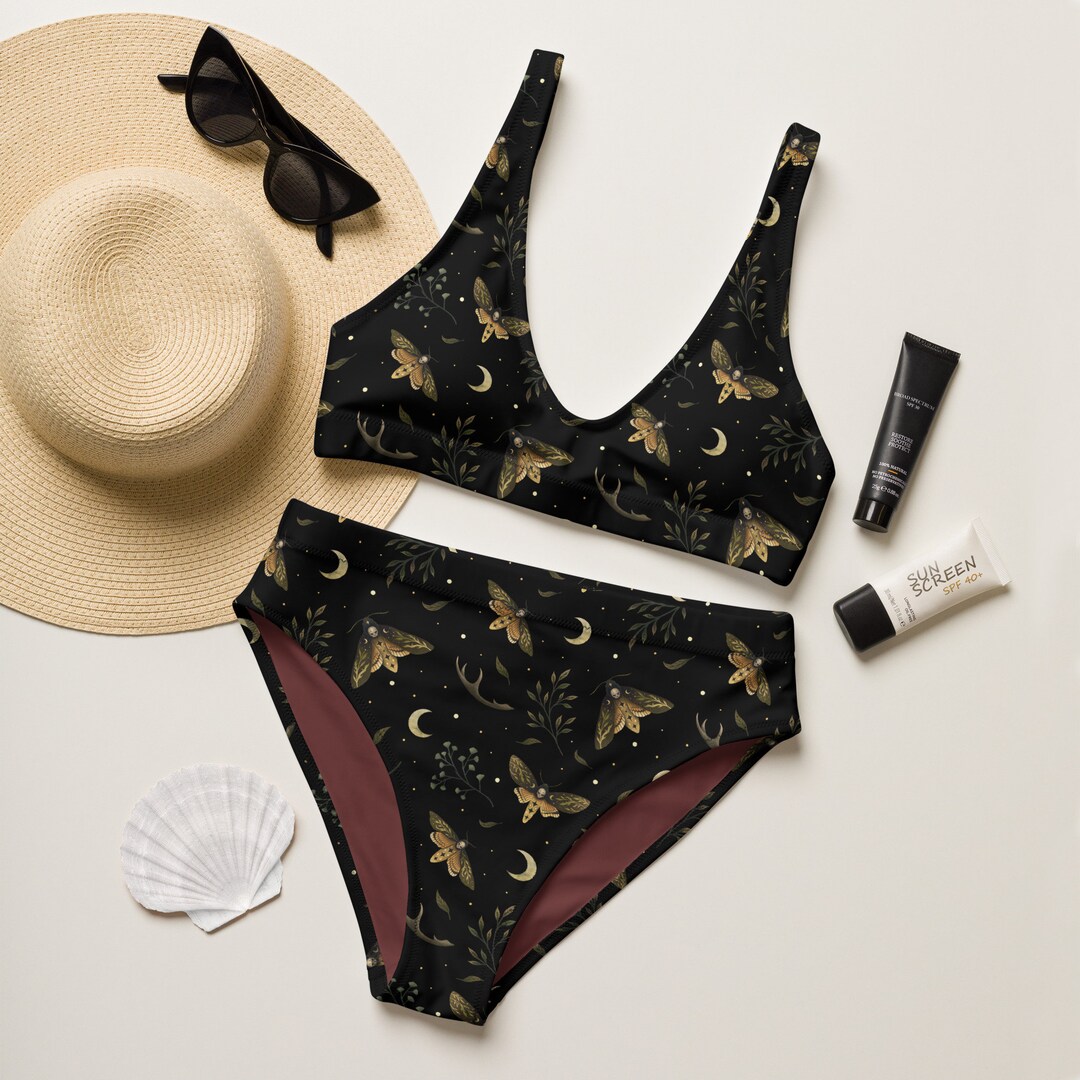 DEATH HEAD HAWKMOTH Recycled High-waisted Bikini, Moth and Moon Witchy ...