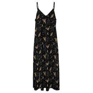 DEATH HEAD HAWKMOTH Maxi Dress, Moth & Moon Witchy Dress, Mystical Moth ...
