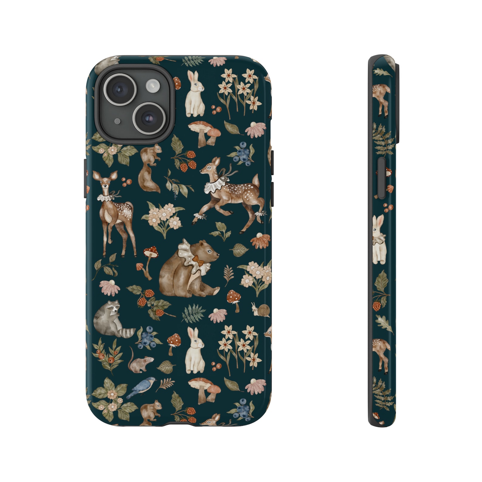 Cute Animals Tough Cell Phone Case With Bear Deer Rabbit Mushrooms ...