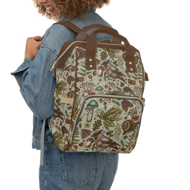 BIRD FROG SNAIL Goblincore Aesthetic Diaper Backpack, Mystical Dark ...