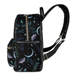 MAGICAL MOON & MOTH Small Backpack, Mystical Moonlit Garden Backpack ...