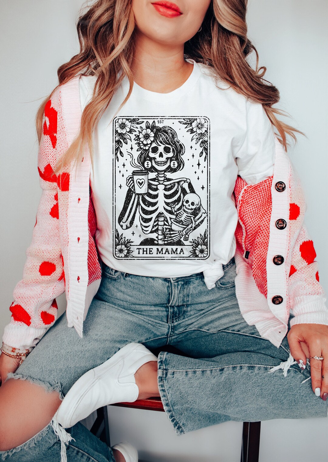 The MOM Skeleton Tarot Card T-shirt, Skeleton Mom Shirt, Skull Mom ...