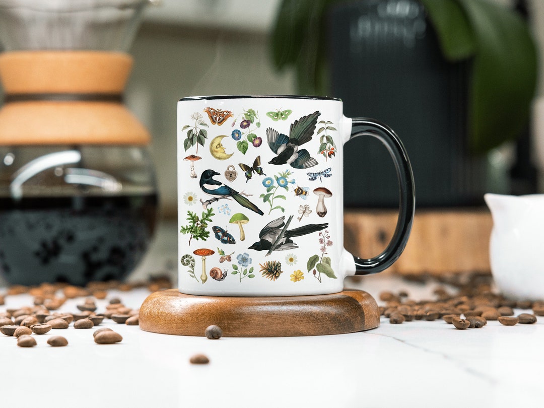 MAGPIES Ceramic Mug With Color Inside, Personalized Cottagecore Coffee ...