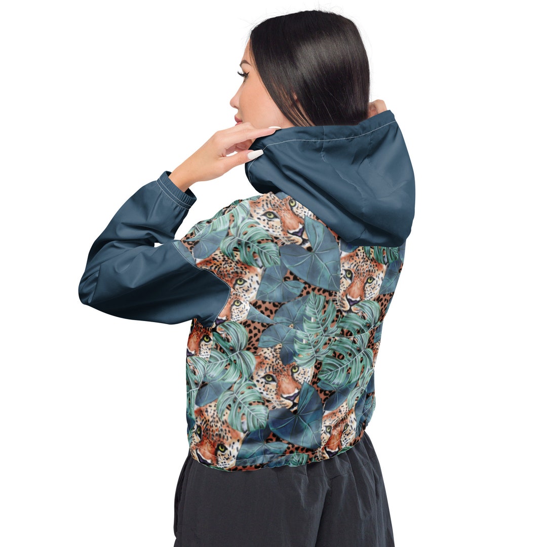 JAGUAR in TROPICAL JUNGLE Womens Cropped Windbreaker, All Over Printed ...