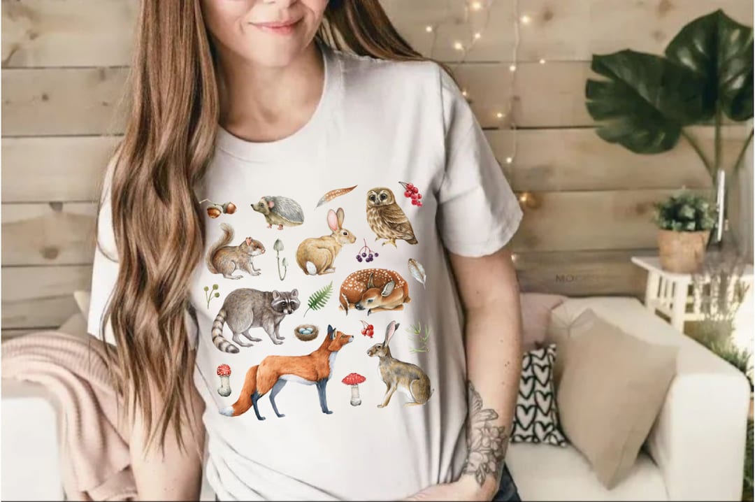 Forest Wild Animals T-shirt for Nature Lovers Gift, Woodland Friends ...