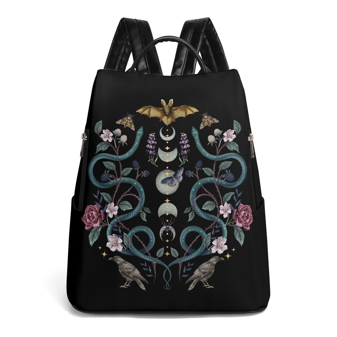 WHIMSIGOTH Anti-theft Daypack With Moon Phase Mystical Serpent Bat ...