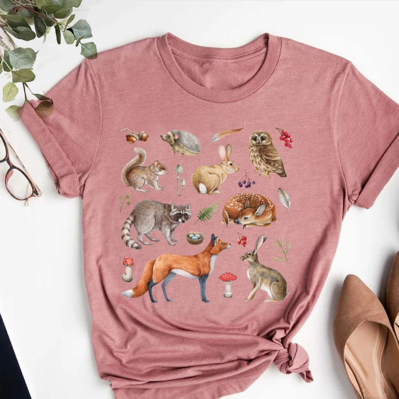Forest Wild Animals T-shirt for Nature Lovers Gift Woodland - Etsy