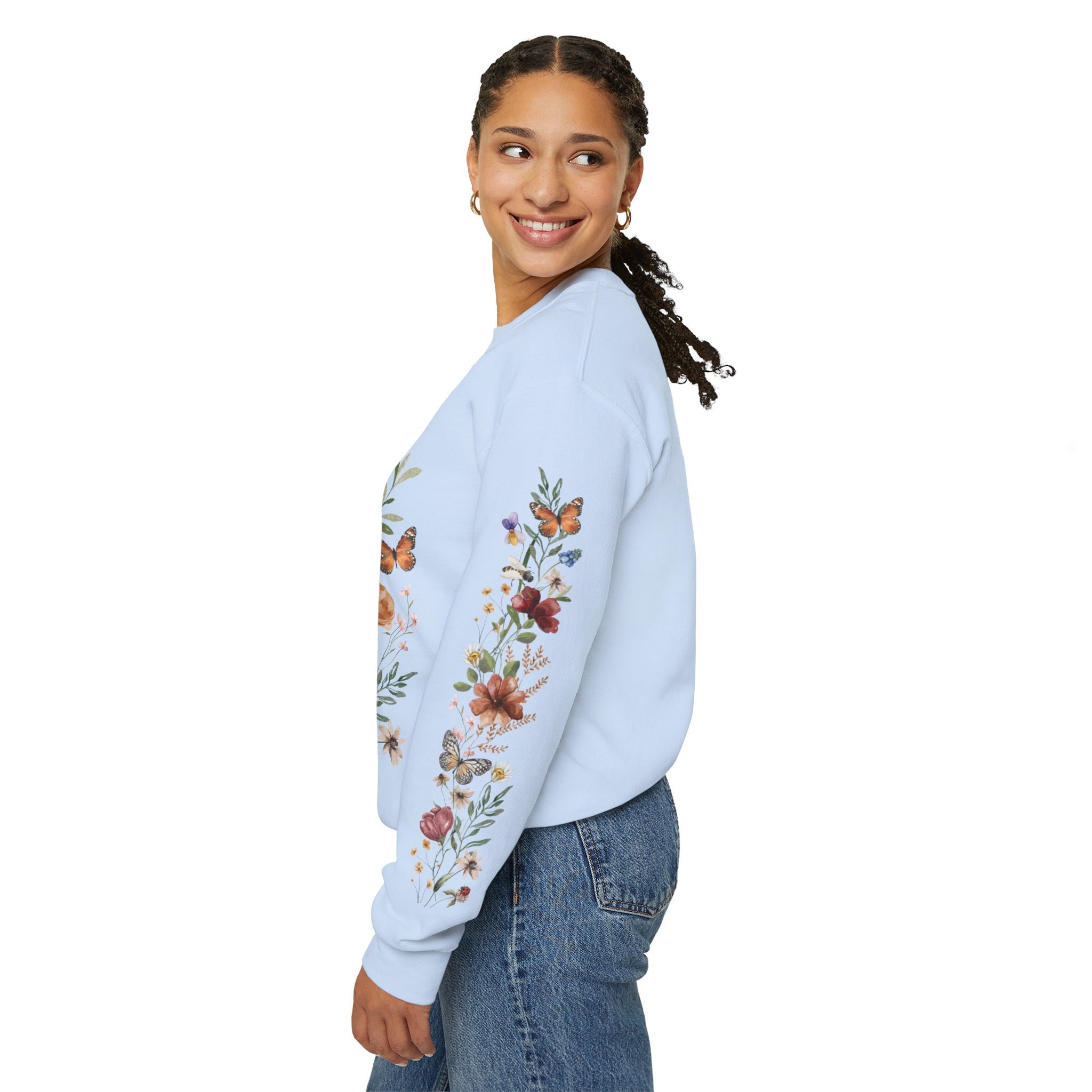 Cottagecore Floral Sweater With FRONT & SLEEVES Design, Boho Floral ...