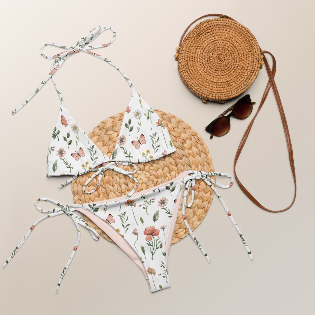 SUMMER MEADOW Cottagecore Bikini With Wildflowers Poppies Daisies ...