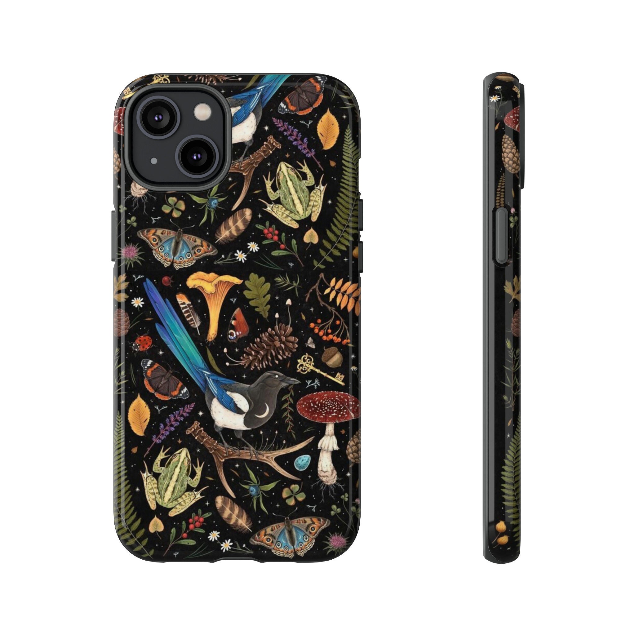 MAGPIE Bird Tough Cell Phone Case, Mystical Forest Smartphone Case With ...
