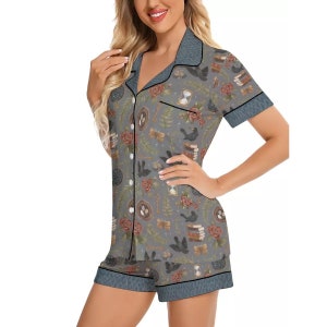 Mystical Witchy Women’s 2 Pcs Satin Pajama Set With Raven Spell Books ...